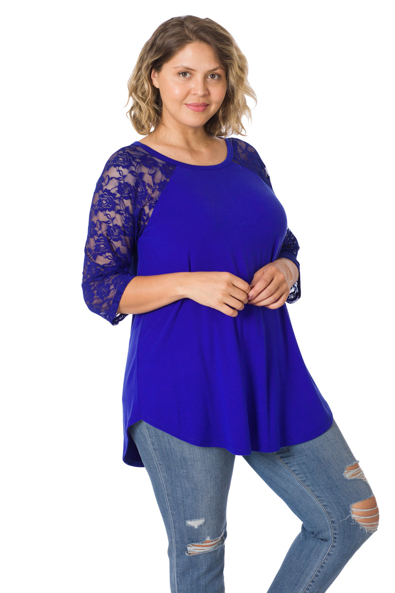 Bright Blue Lace Half Sleeve Top – Summit St Shop